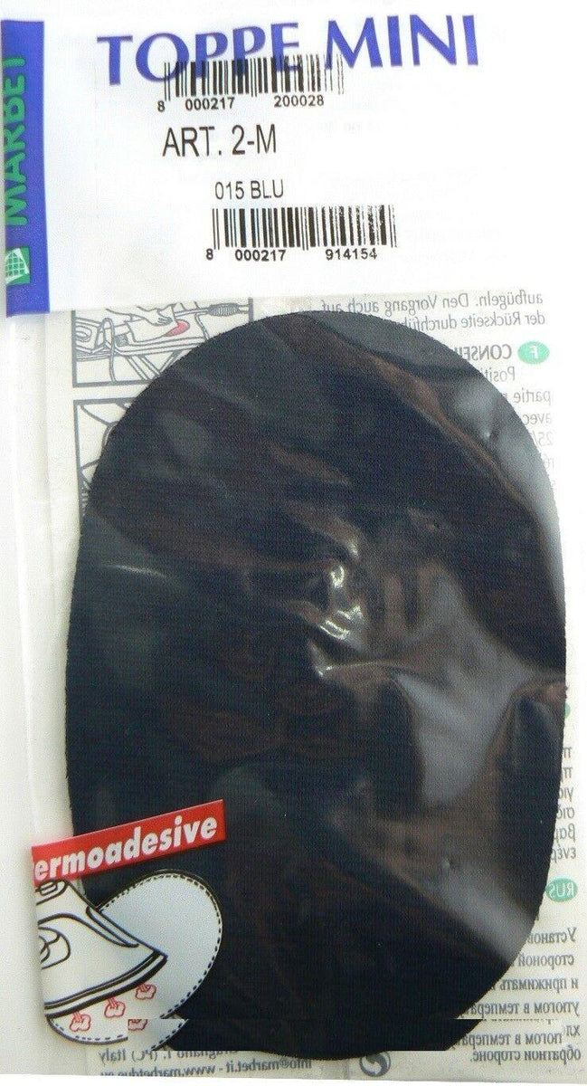 TOPPE Termoadesive MARBET Blu mini 13x 8,5cm ovale toppa bambini magli ...
