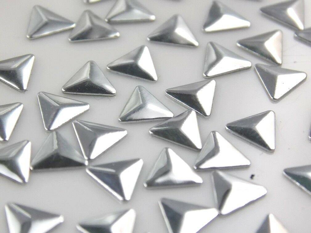BORCHIA Piatta TRIANGOLO 6mm 60pz Argento Silver Hotfix termoadesive b ...