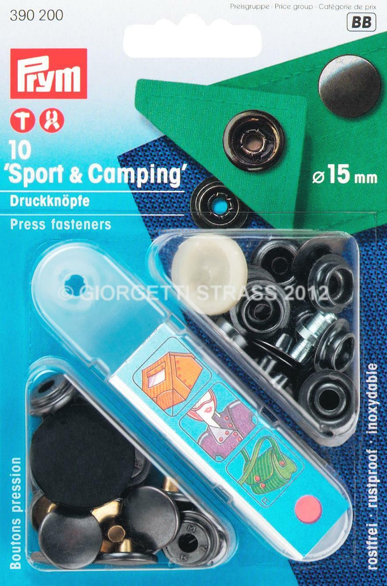 BOTTONI A PRESSIONE 15mm PRYM Nero ossido 390200 Automatici camping ro ...